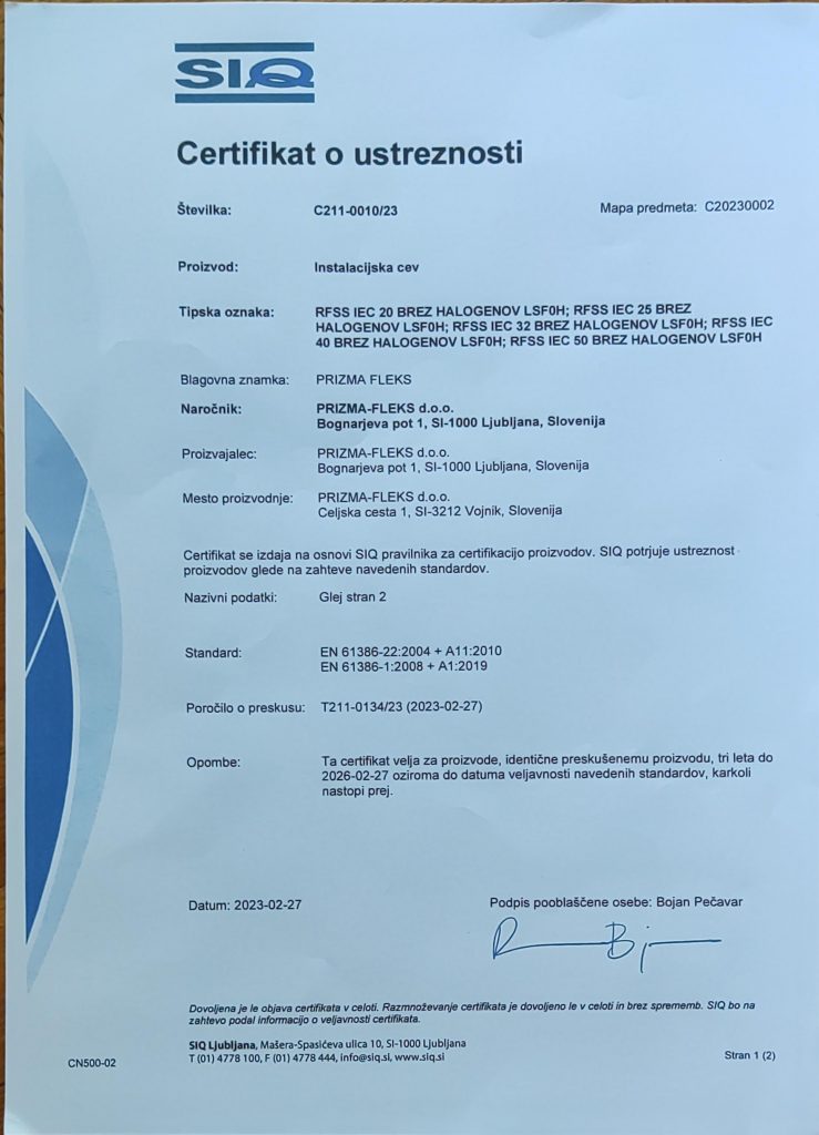 PRIZMA FLEX CEVI BREZ HALOGENOV RFSS IEC – PRIZMA – FLEKS d.o.o.